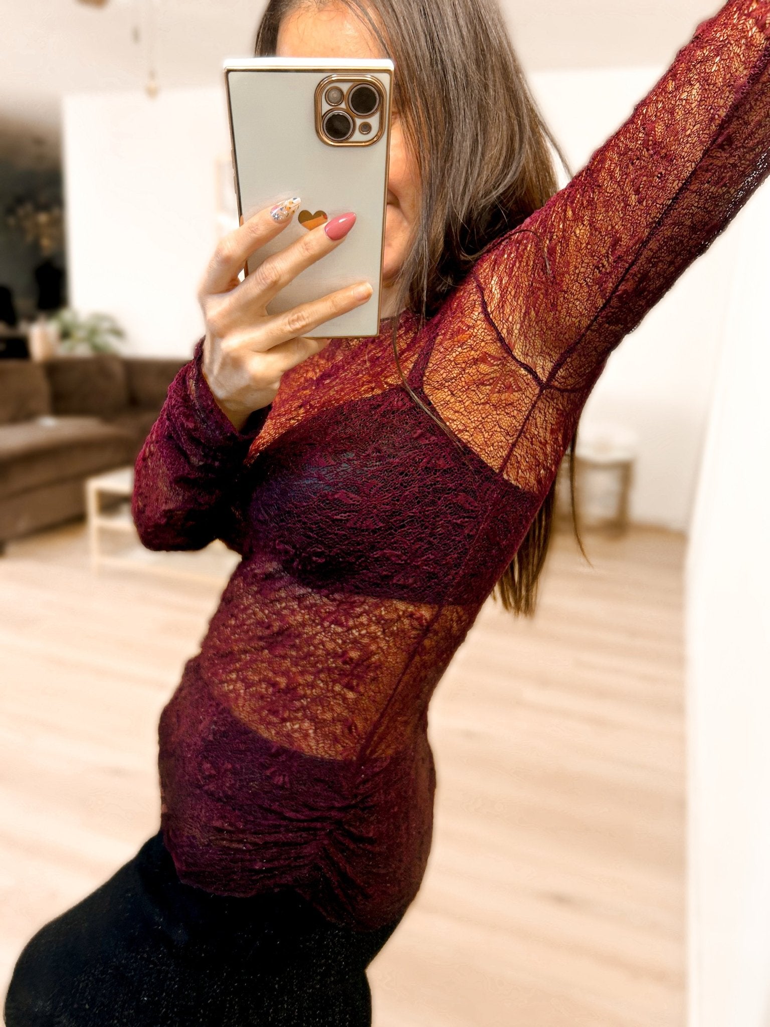 PREORDER Luxe Lace and Floral Textured Long Sleeve Sheer Top – Girl Code Couture